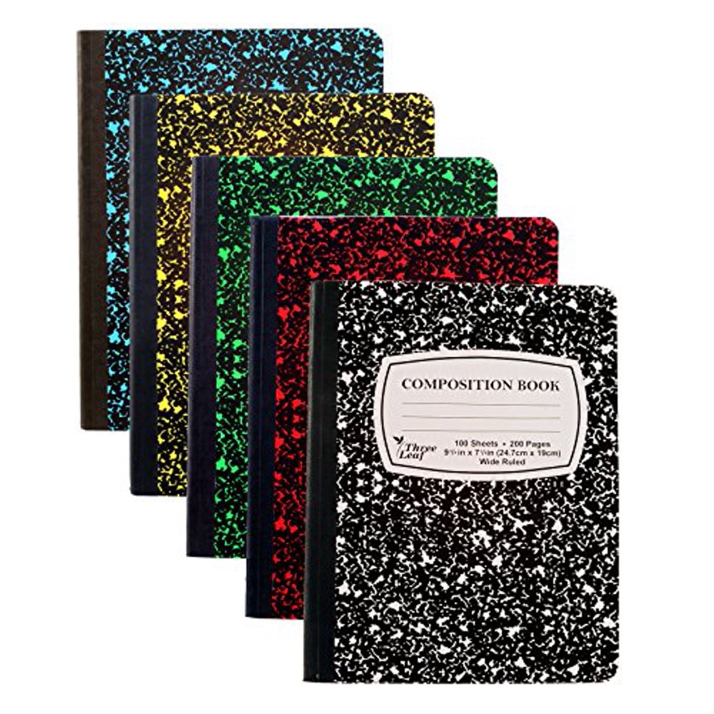 5Pack Composition Notebook, 934" X 712", Wide Ruled, 100 Sheet 200 ...
