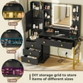 Vanity Desk with Mirror and LED Lights, Black Makeup Vanity Table ...