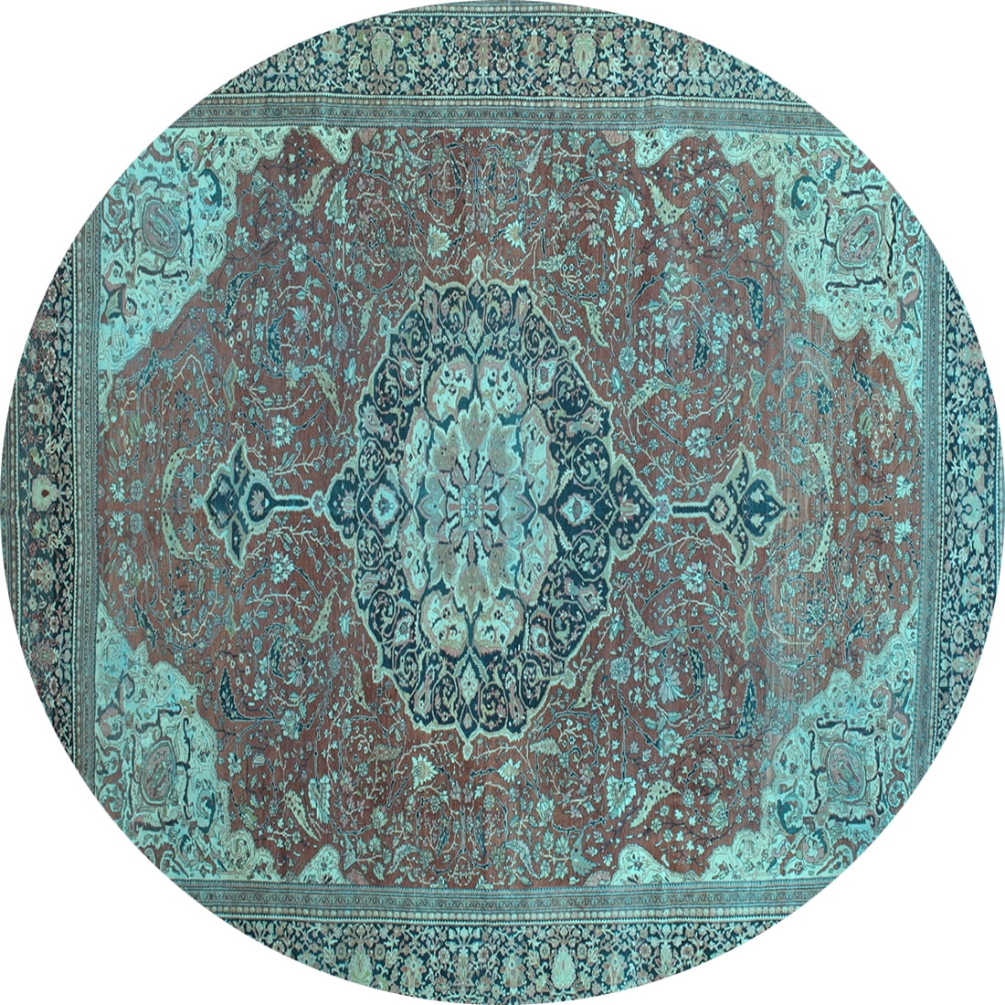Ahgly Company Indoor Round Medallion Light Blue Traditional Area Rugs ...