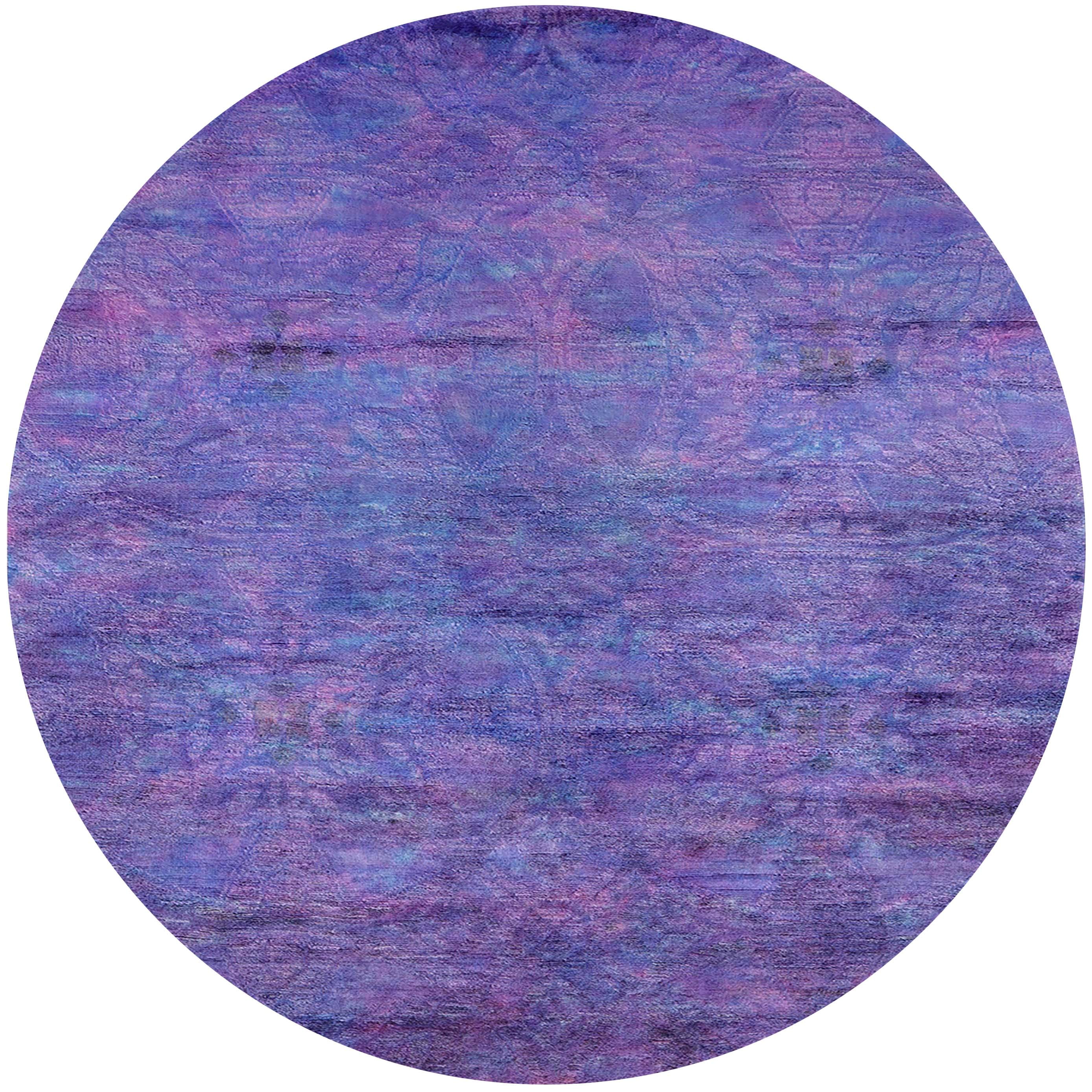 Ahgly Company Indoor Round Mid-Century Modern Slate Blue Oriental Area ...