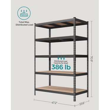 Topeakmart 5 Tiers Adjustable Metal Storage Shelving Heavy Duty ...