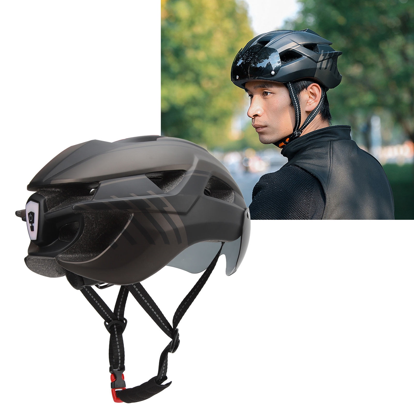Click here for Domqga Adult Bicycle Helmet With Goggles And Brigh... prices