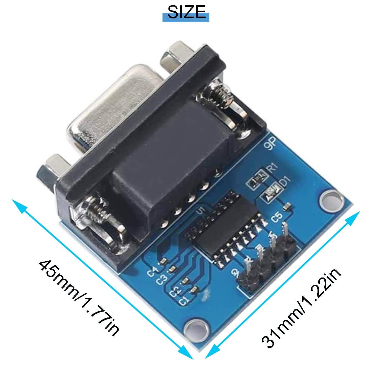 Buy DKARDU 5 pcs MAX3232 RS232 to TTL Female Serial Port Converter Module DB9 Connector 3.3V to ...