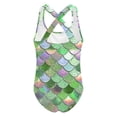 Byoo Tween Girl Crisscross Back One Piece Swimwear Cute Scale Print ...