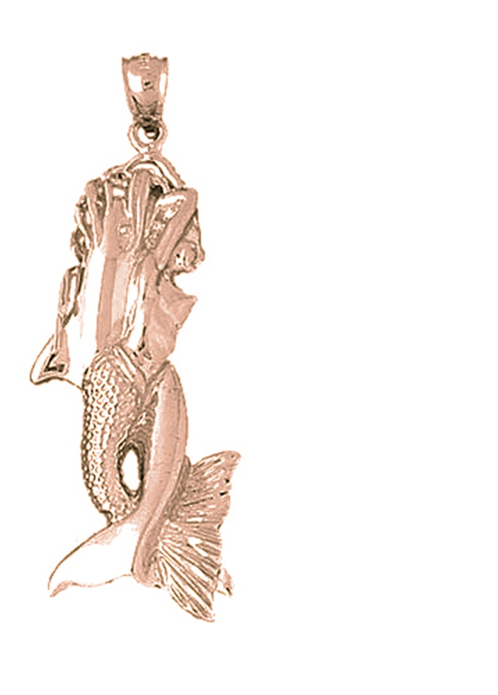 14K Rose Gold Mermaid Pendant - 54 mm - Walmart.com