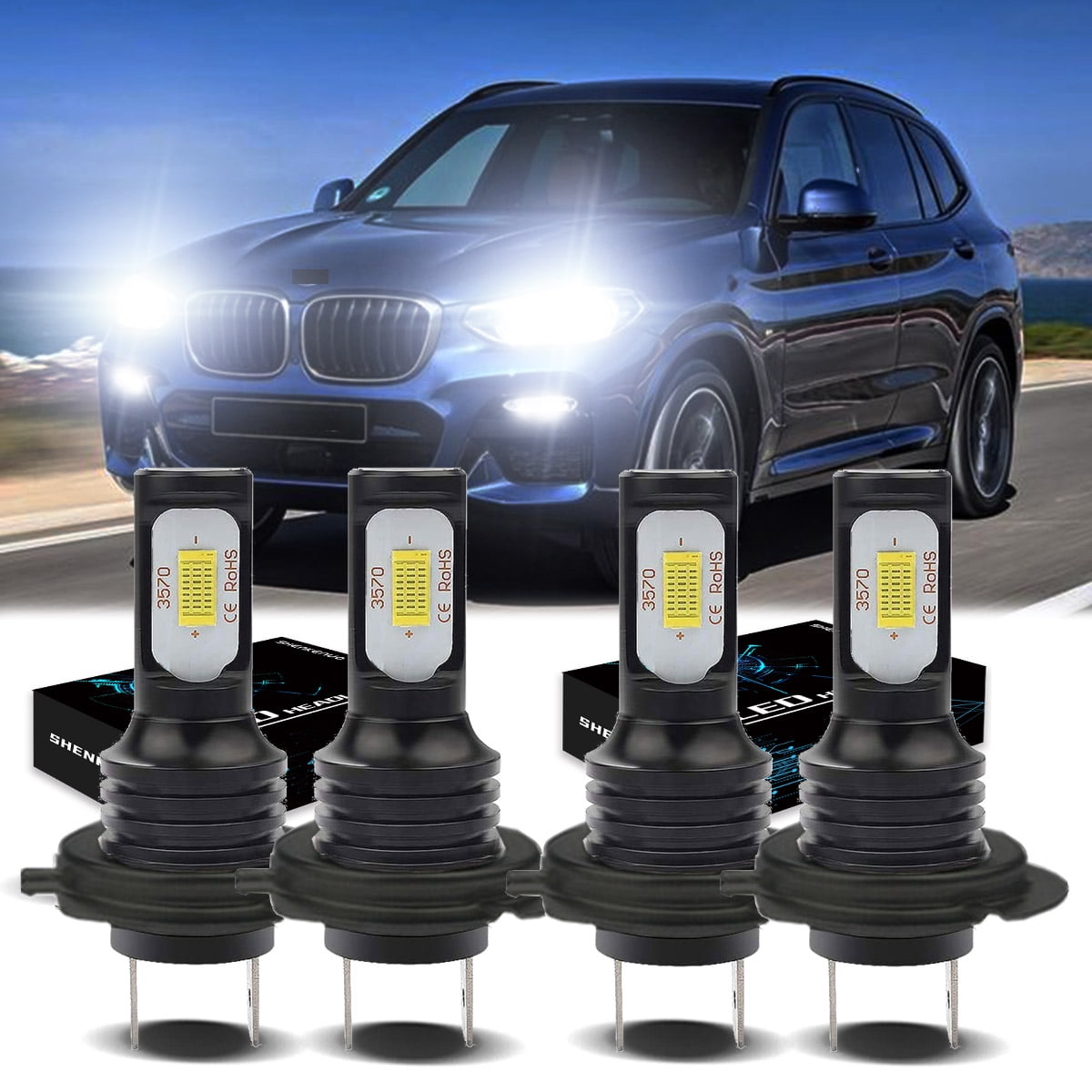 H7 LED Headlight Bulbs for 2001-2005 BMW 320i H7 LED High/Low Beam ...