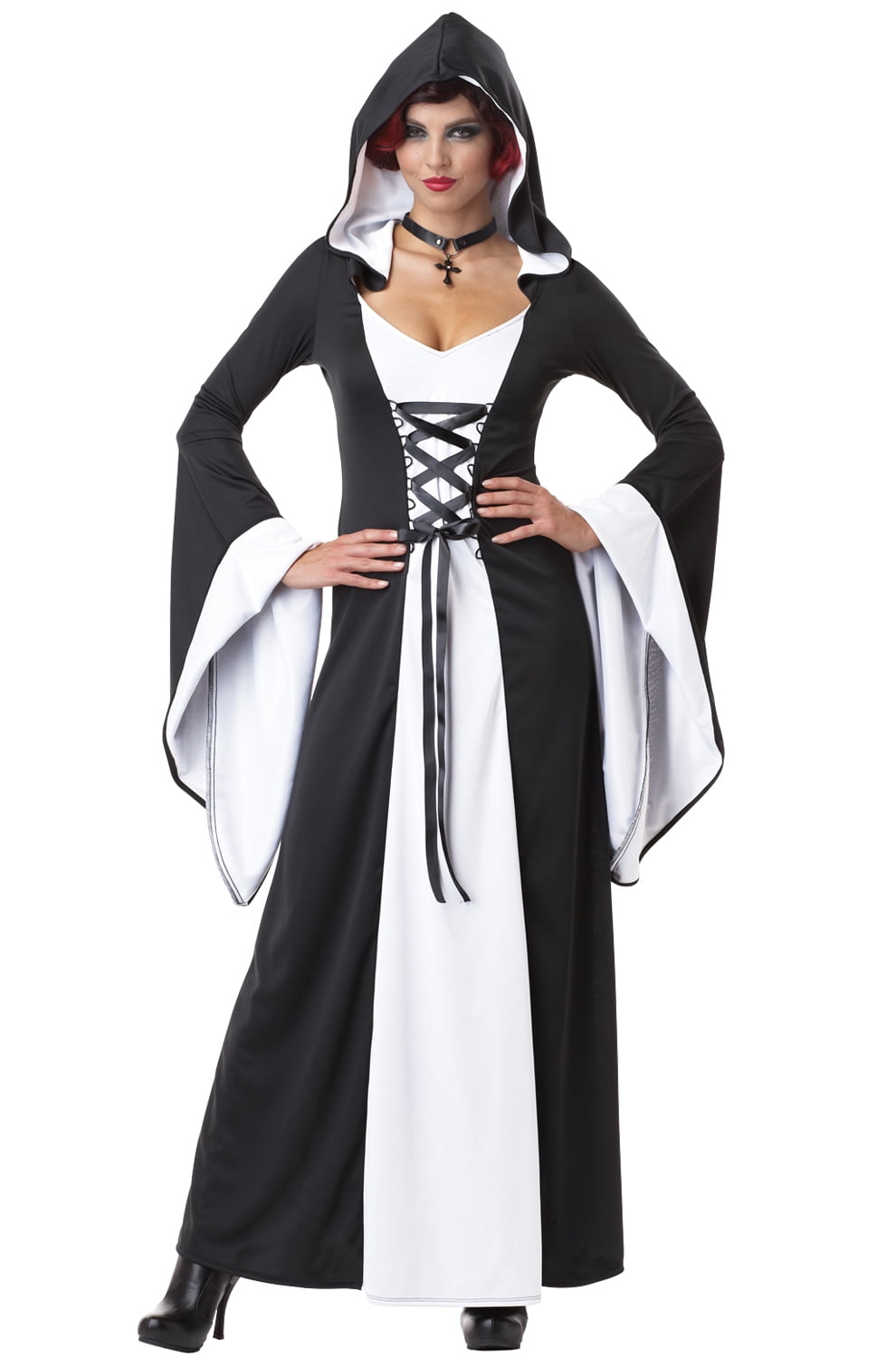 Deluxe Hooded Robe (Black/White) - Walmart.com