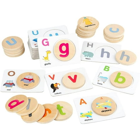 HTCM Wooden Alphabet Puzzle ABC Letters Sorting Board Blocks Matching ...