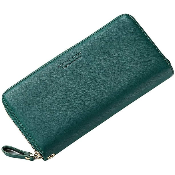 Wallet Leather Ladies Wallet Large Wallet Women With Zipper Gold ...