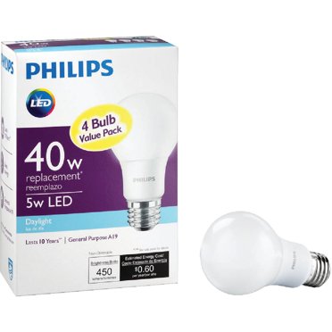 Philips Indoor A19 LED Light Bulb, Soft White, Ultra Efficient, 60 WE ...