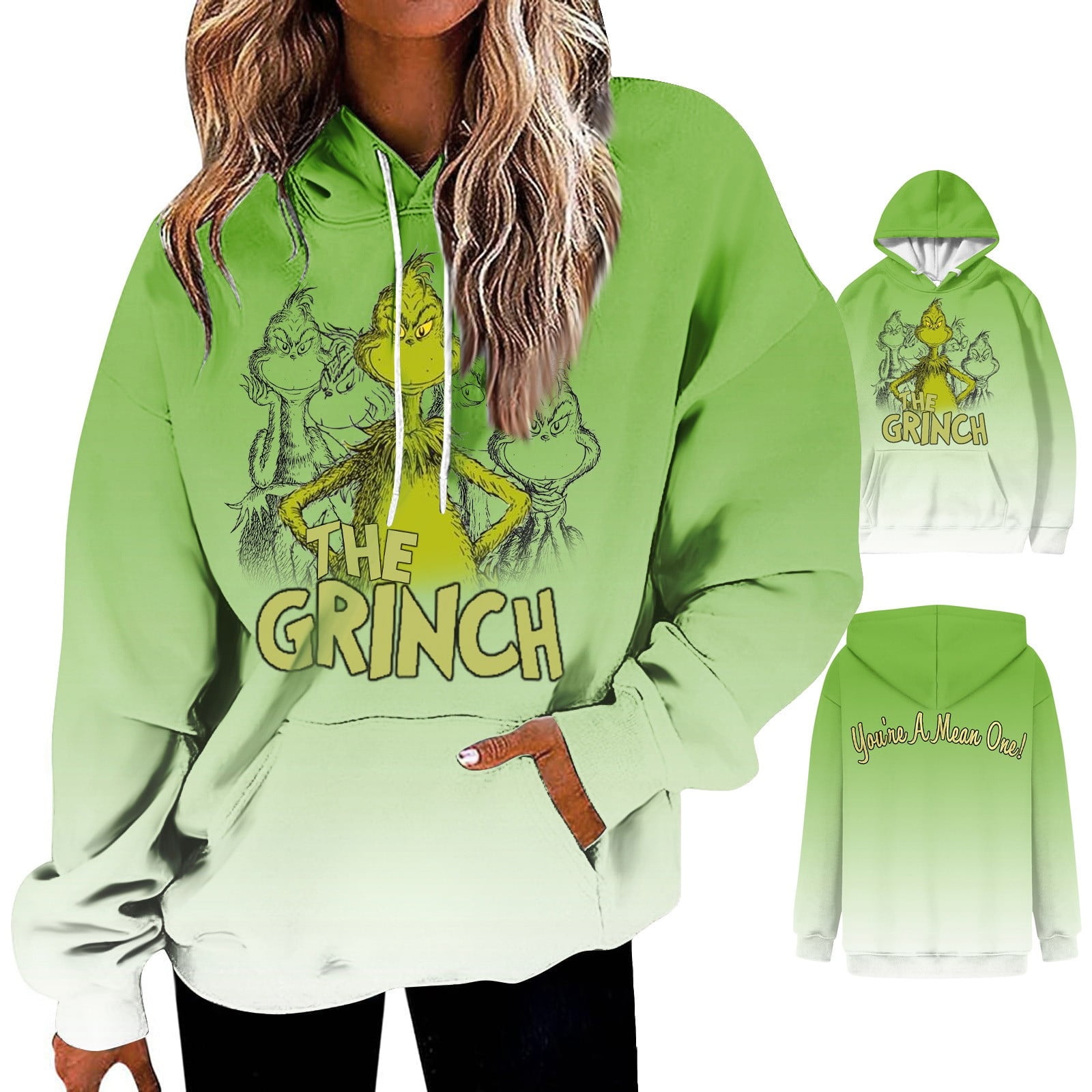 Sudadera de manga larga con capucha del Grinch para mujer, de algodón ...