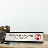 Please Keep Phones on Silent, Silver Desk Sign (2 x 8") - Walmart.com