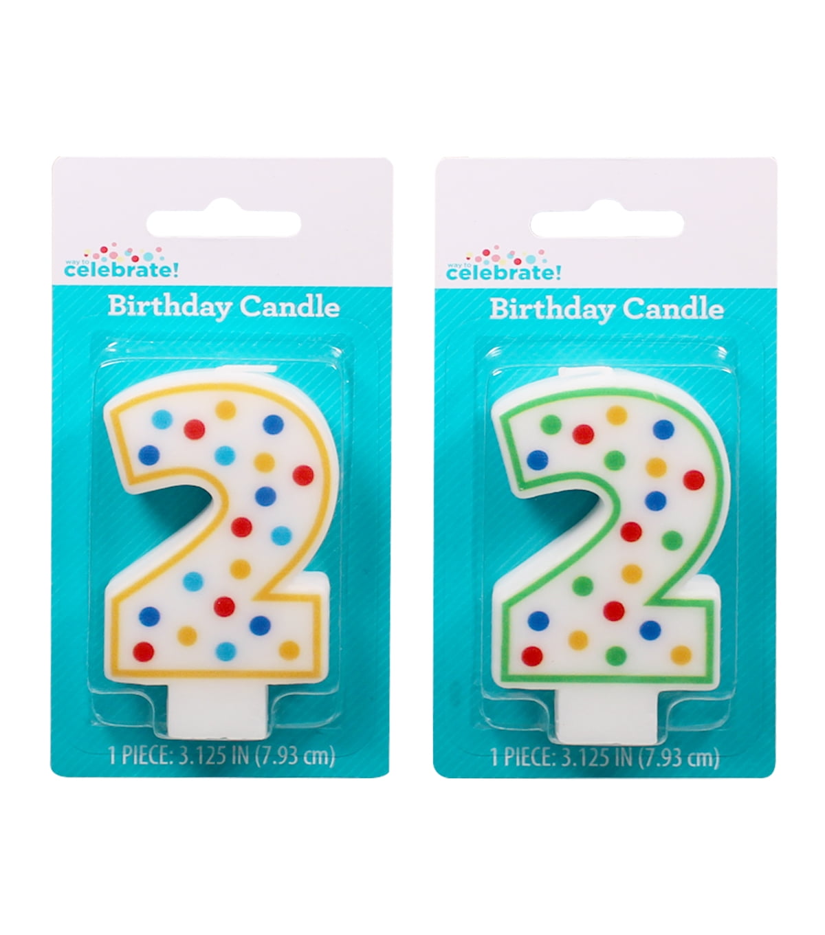 WAY TO CELEBRATE! Assorted Colors Birthday Candle, Number 2 - Walmart.com