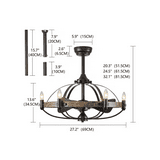FANNEHONNE 27 in. Indoor Bronze Farmhouse Ceiling Fan with Light, Semi ...