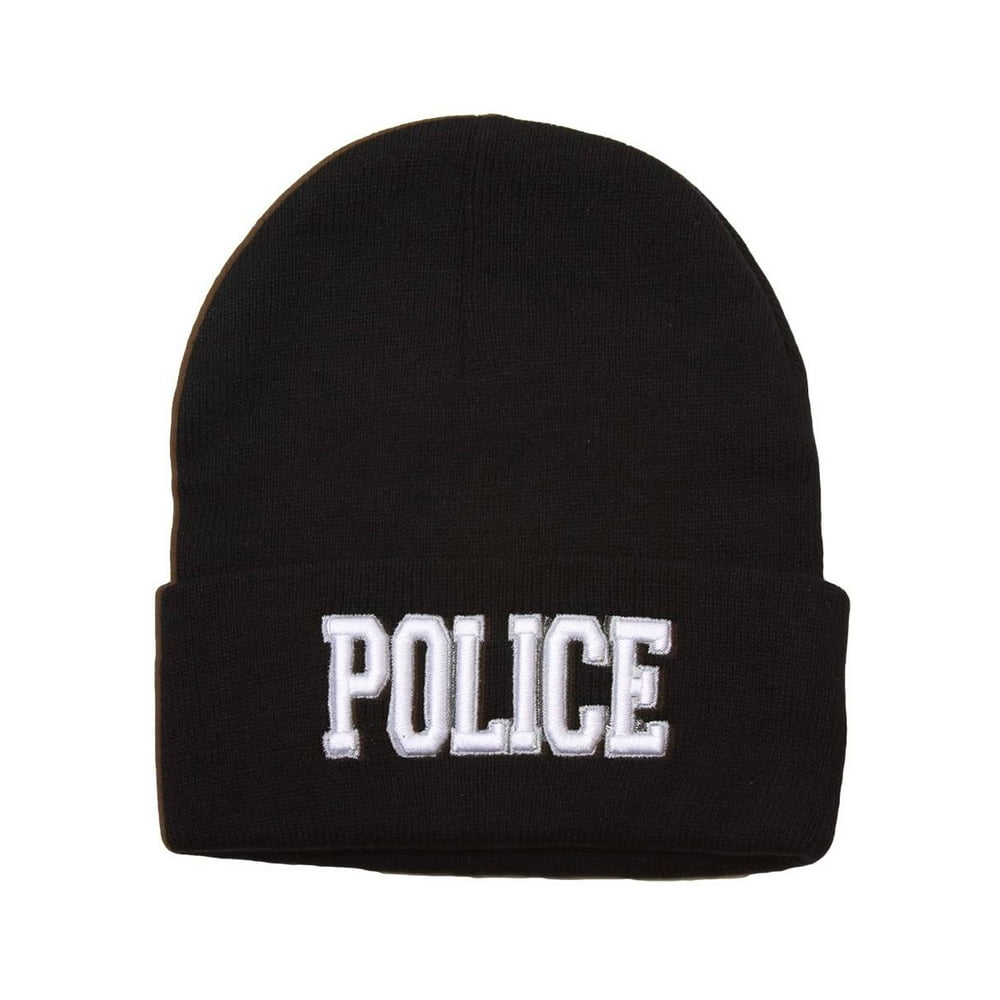 Law Enforcement - Cuffed Embroidered Police Text Style Beanie - Black ...