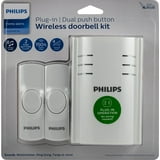 Philips Plug-in 8-Melody Doorbell Kit, 7.3in, White, 2-Push Buttons ...