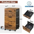 Home Office File Cabinet - 3 Drawer Wood Filing Cabinet, Rolling ...