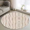 Brown Wooden Striped Round Rug 3.3ft Washable Circle Entryway Rugs Non ...