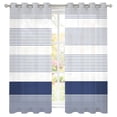 Abstract Stripe Sheer Curtains 54 Inch Long 2 Panels, Classic Navy Blue ...