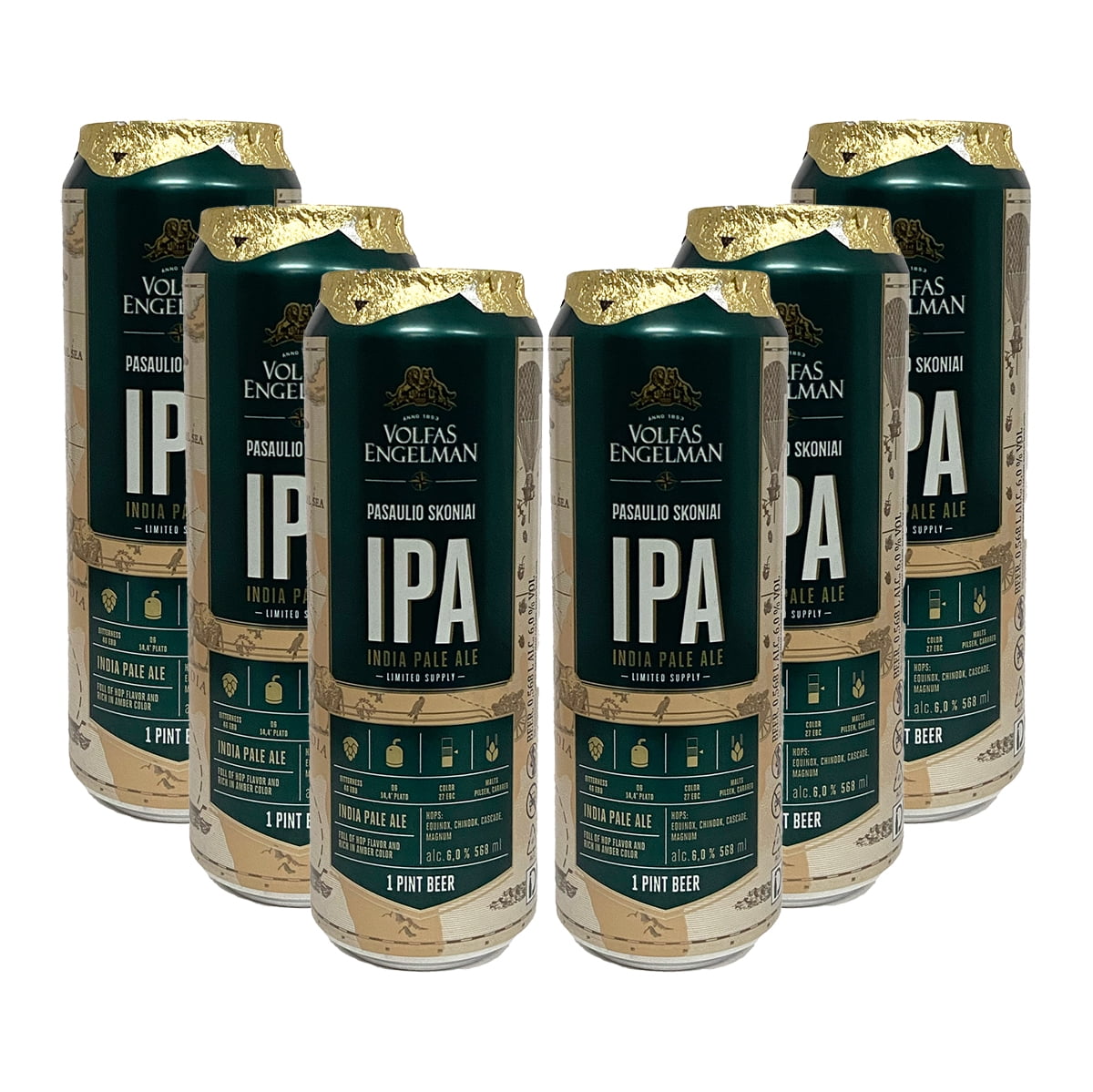 Six Pack Cerveza Volfas Engelman India Pale Ale 568 Ml Volfas Engelman ...