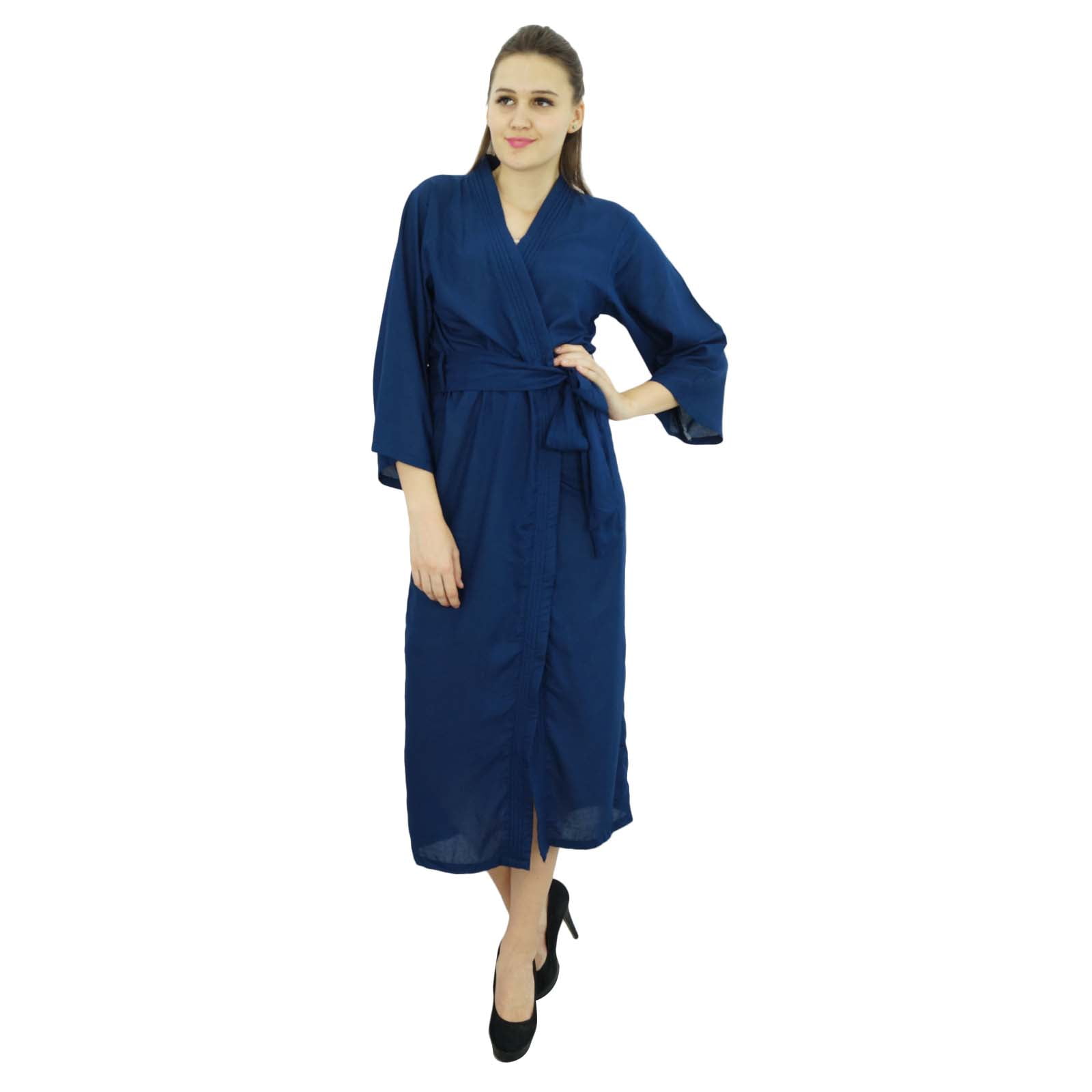 Bimba Women Long Solid Belt Robe Soft Modal Cotton Wrap Round Plain ...