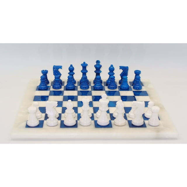 Blue & White Alabaster Chess Set - Walmart.com