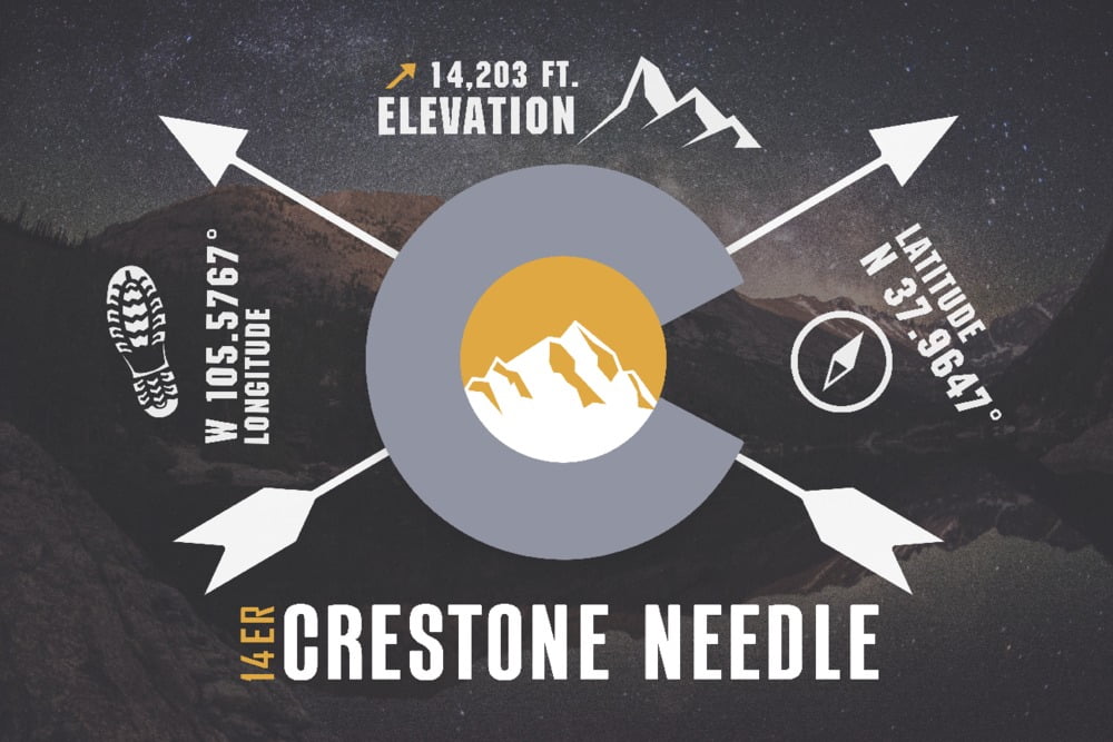 Crestone Needle, Colorado Infographic, The Fourteeners (12x18 Wall Art ...