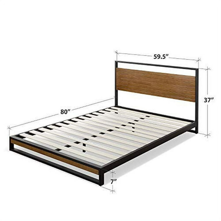 Zinus Suzanne 37 inch Metal and Wood Platform Bed Frame Solid Wood