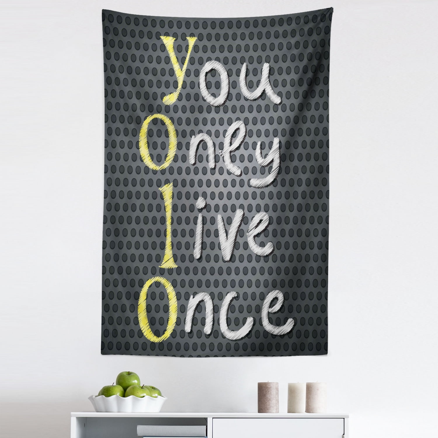 YOLO Tapestry, Freedom Slogan You Only Live Once Words on Dotted ...