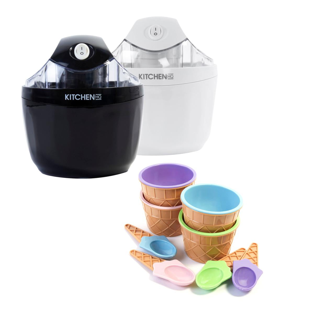 Kitchen HQ 2-pack Ice Cream Makers with Cups and Spoons Restored Black ...