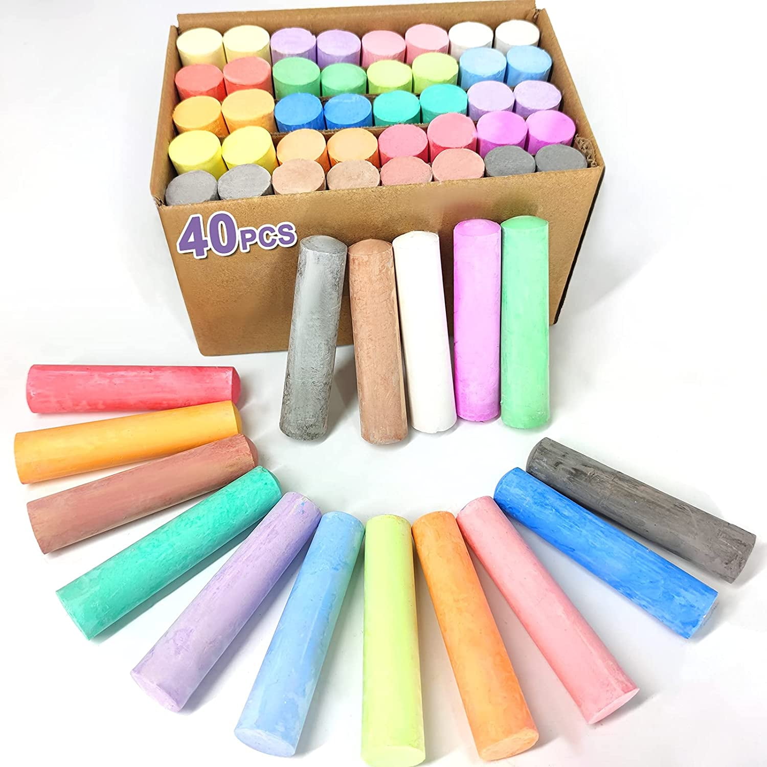 40 Pcs Jumbo Sidewalk Chalks Set School Art Classroom Supplies 20 ...