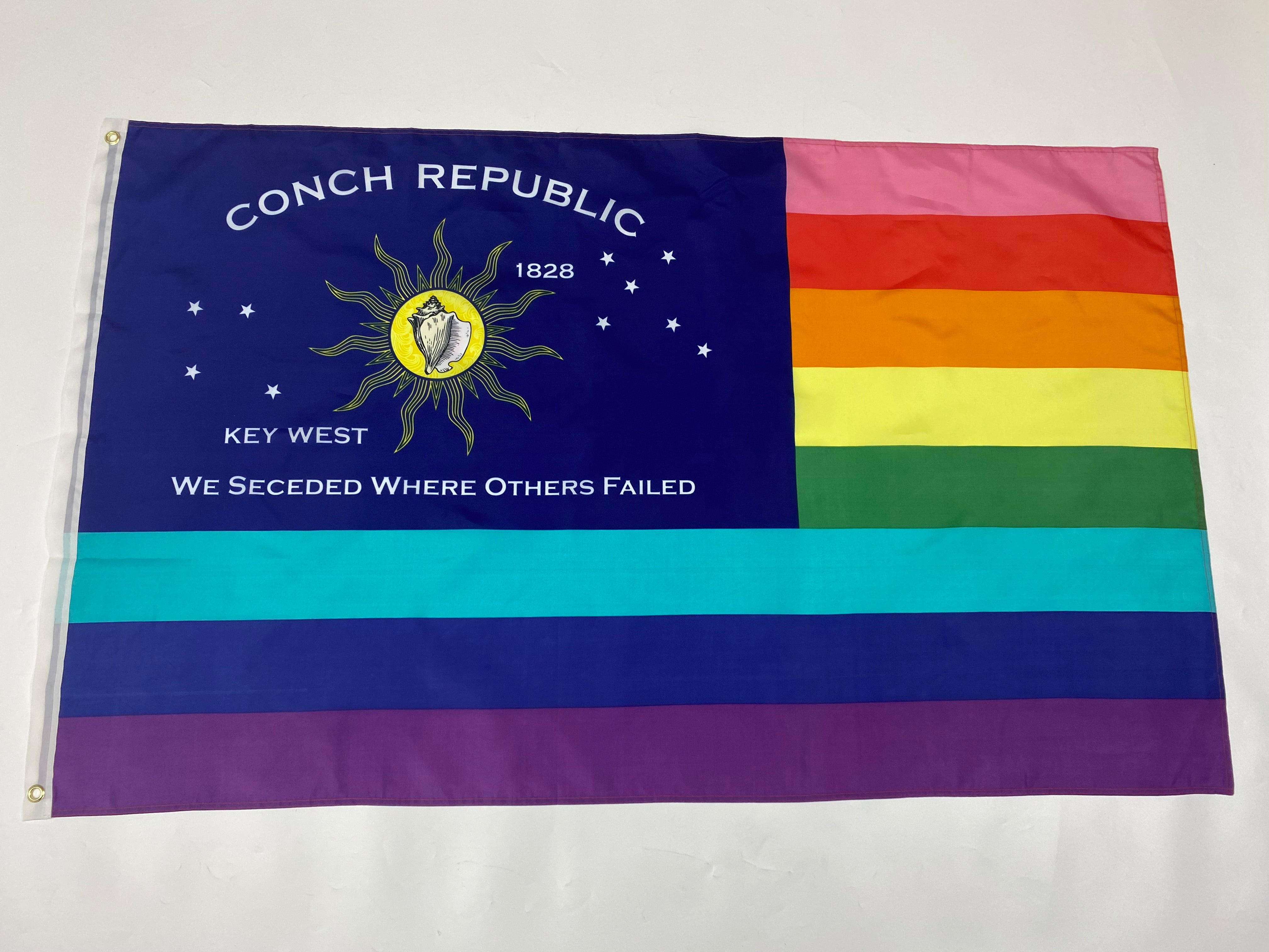 Conch Republic Rainbow Pride LGBTQ Gay Lesbian Single-Sided Silk Screen ...