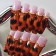 JUNXIAO-Curved Press on Nails Extra Long Square Fake Nails Leopard ...