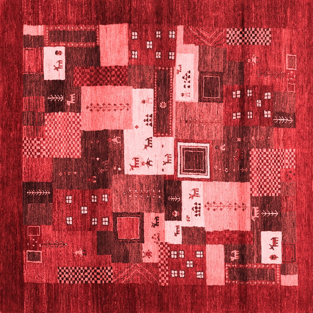Ahgly Company Indoor Square Abstract Red Contemporary Area Rugs, 4 ...