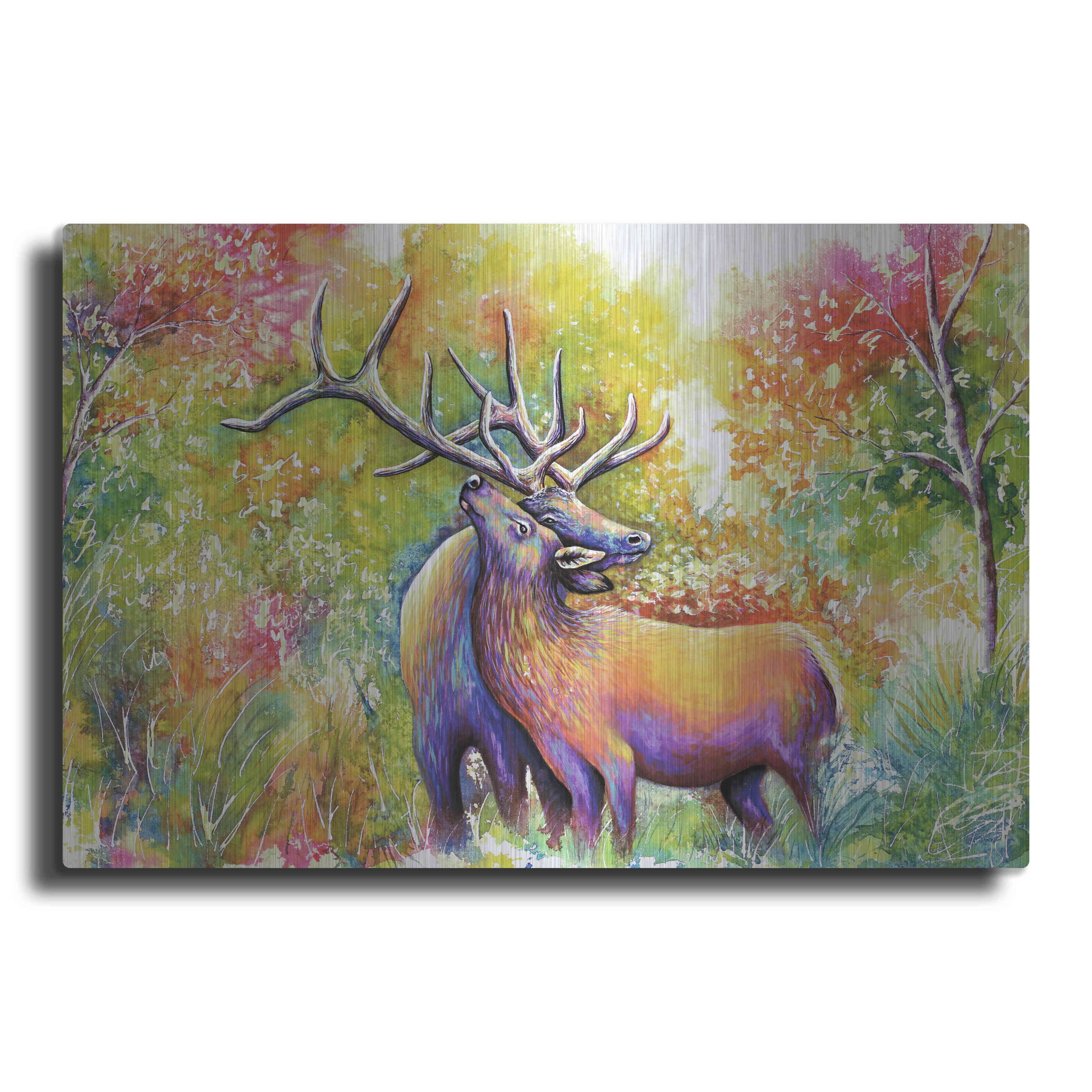 Luxe Metal Art 'Elk Love' by Michelle Faber, Metal Wall Art, 24"x16 ...