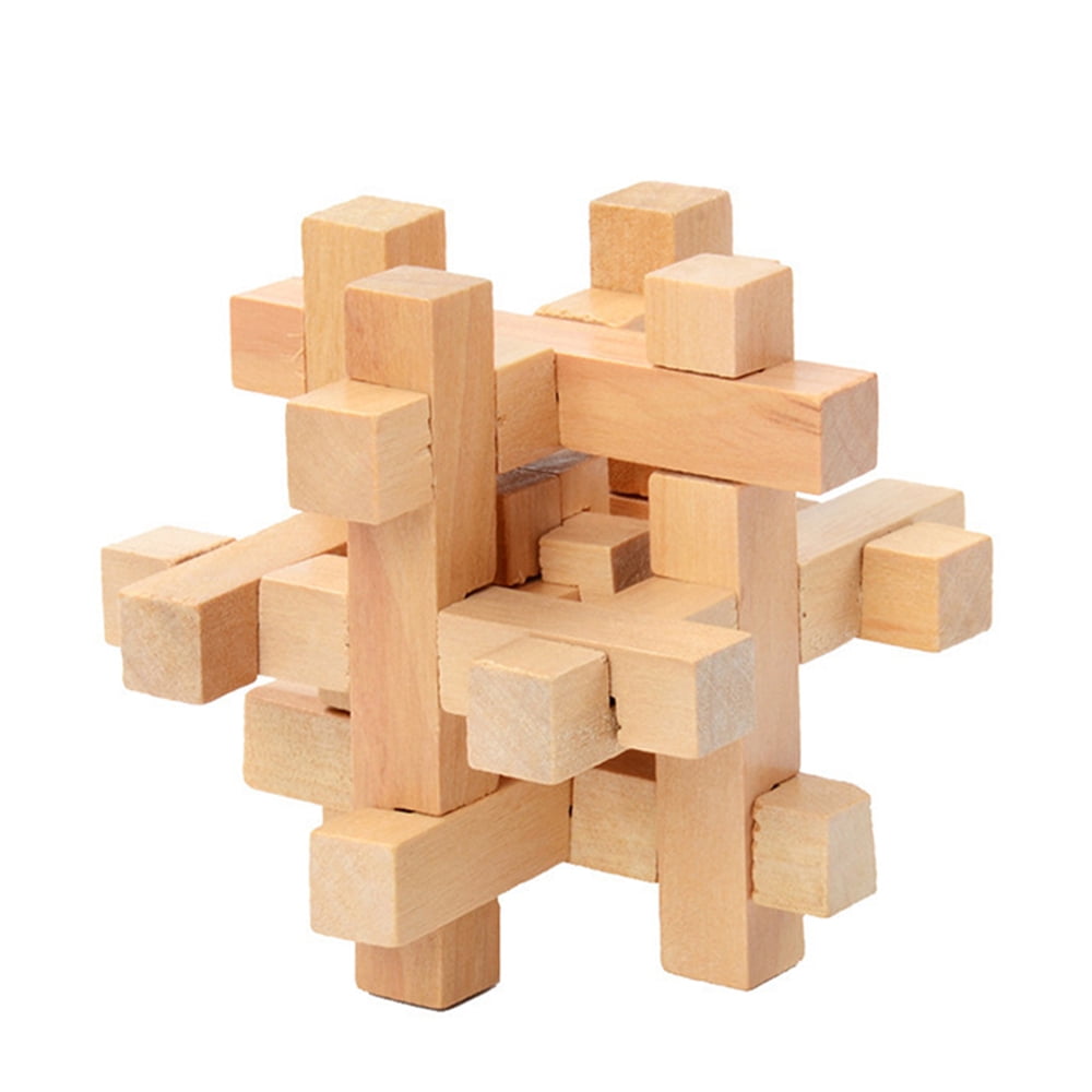 Children Toys For Adults Kids Interlocking 3D Wooden Kong Ming Lock IQ ...