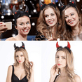 Halloween Devil Horn Headband 2 Pack Red And Black Glitter Hairband