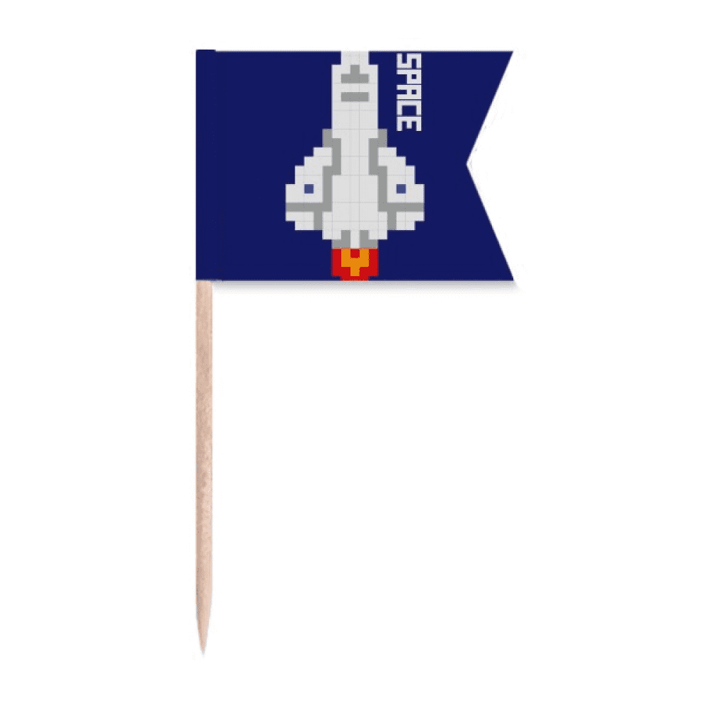 Rocket Take Off Universe Pixel Toothpick Flags Labeling Marking for ...