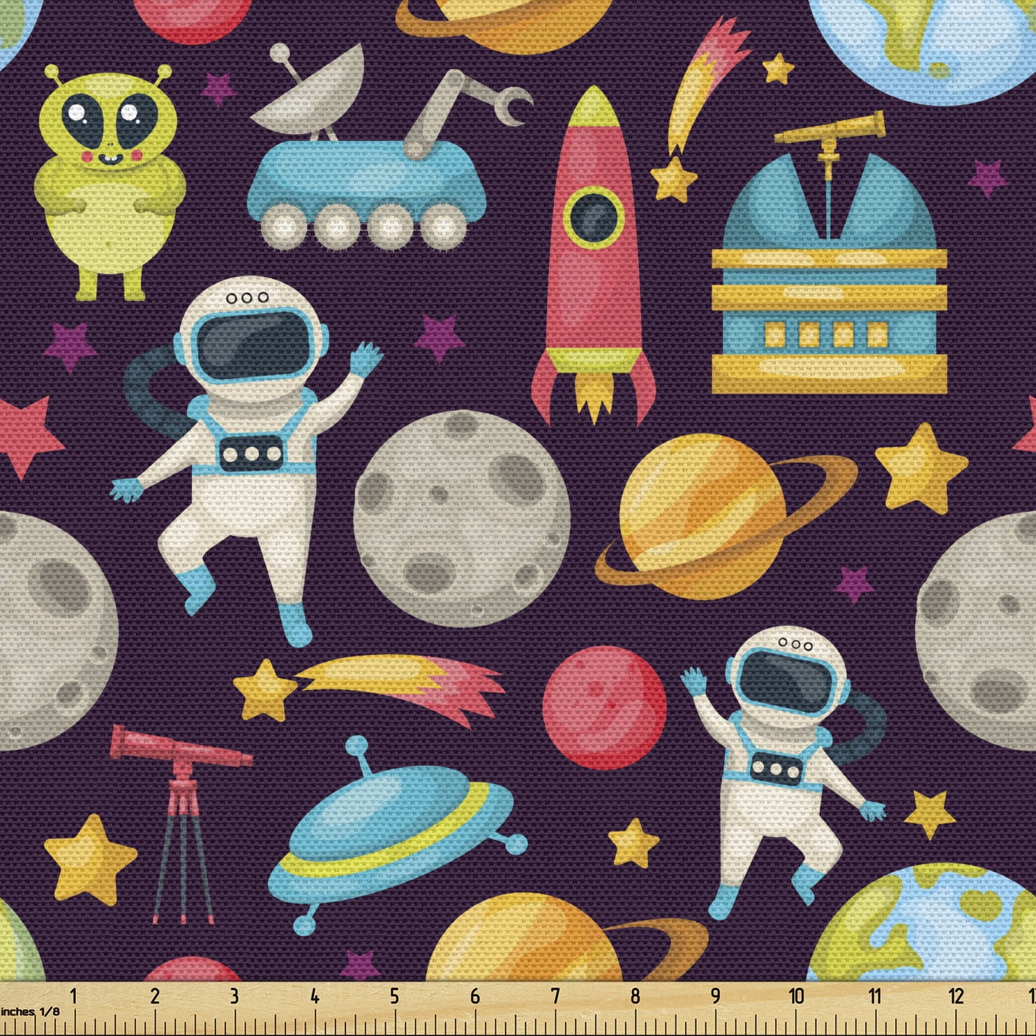 Outer Space Fabric by the Yard Upholstery, Galaxy Party Pattern Ufo ...