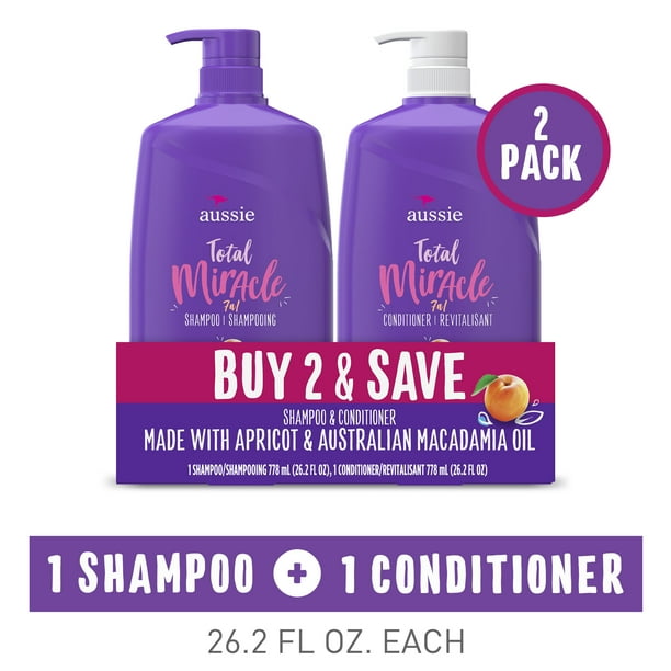 Aussie Miracle Volume Shampoo and Conditioner Hair Set, 26.2 fl oz - 2 ...