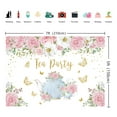 7×5FT Tea Party Backdrop Pink Rose Floral Gold Butterfly Teapot Let's ...