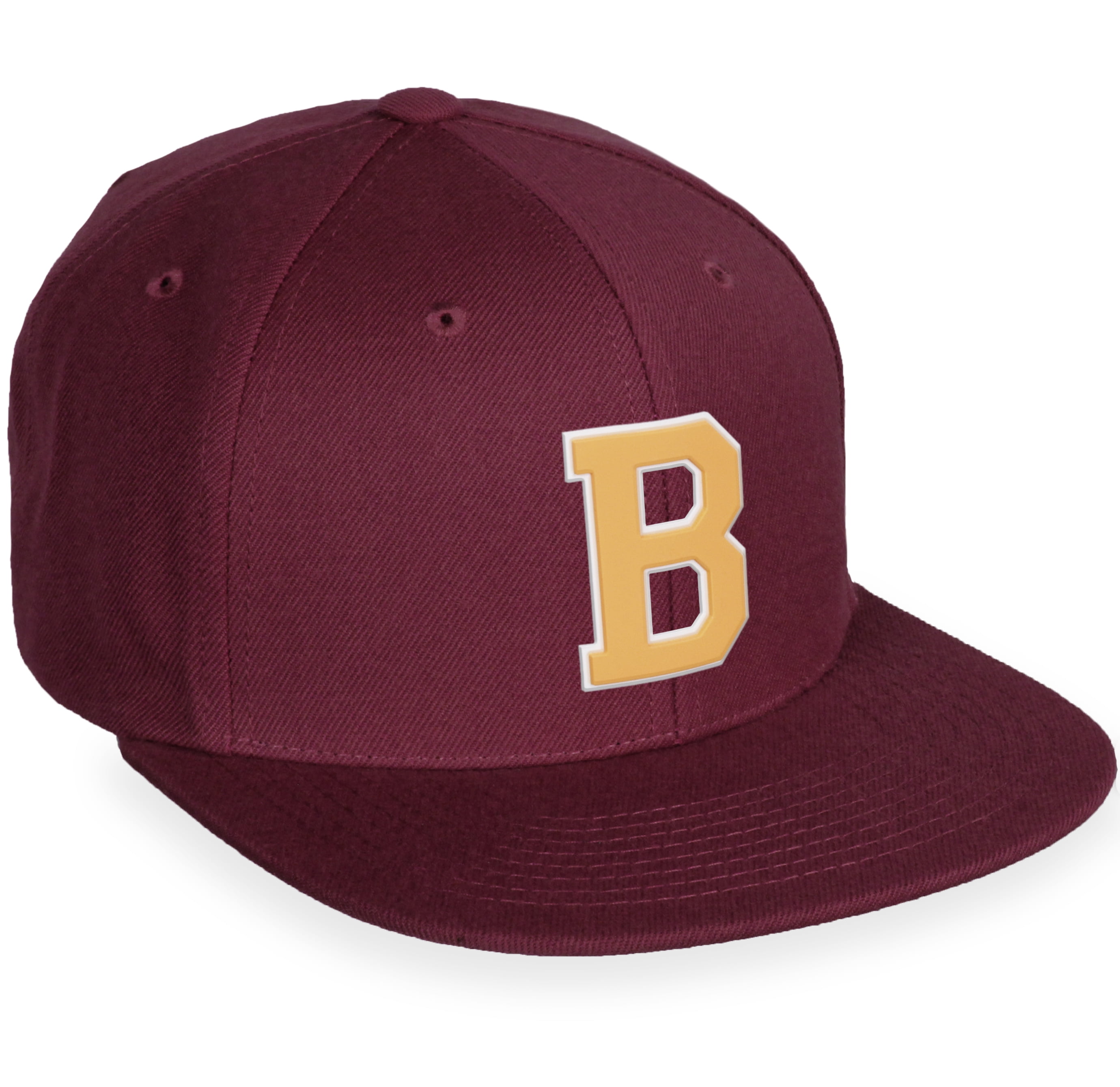 Daxton Classic Snapback White Neon Orange A to Z Letters Flat Bill Visor Cap-Burgundy Hat ...