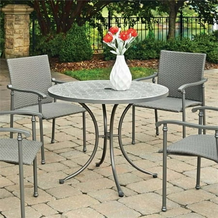 Home Styles Umbria 39" Round Concrete Tile Patio Dining Table in Gray ...