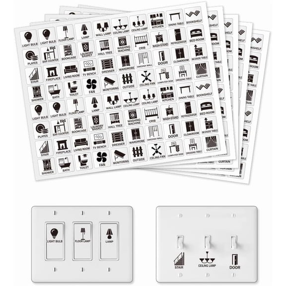 600 Pcs Light Switch Sticker Labels 33 Designs Transparent Switch ID ...