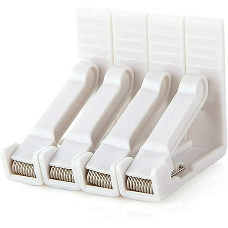 Set of 4 white plastic tablecloth clips with adjustable high tension ...