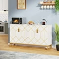 "Tribesigns White Gold 59"" Buffet Cabinet with Storage, Modern Kitchen ...