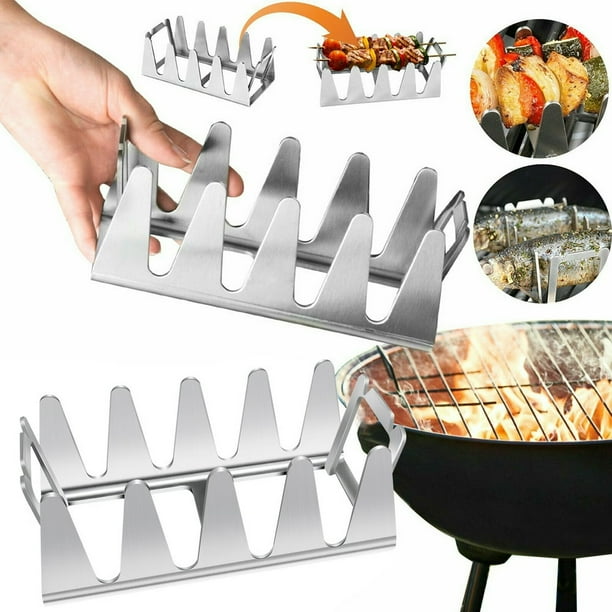 Stainless Steel Kabob Skewer Rack BBQ Multi Grill Rack Chicken Wing Leg ...