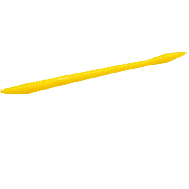 Zoom Trick Worm Freshwater Bass Fishing Soft Bait, Yellow, 6 1/2", 20 ...