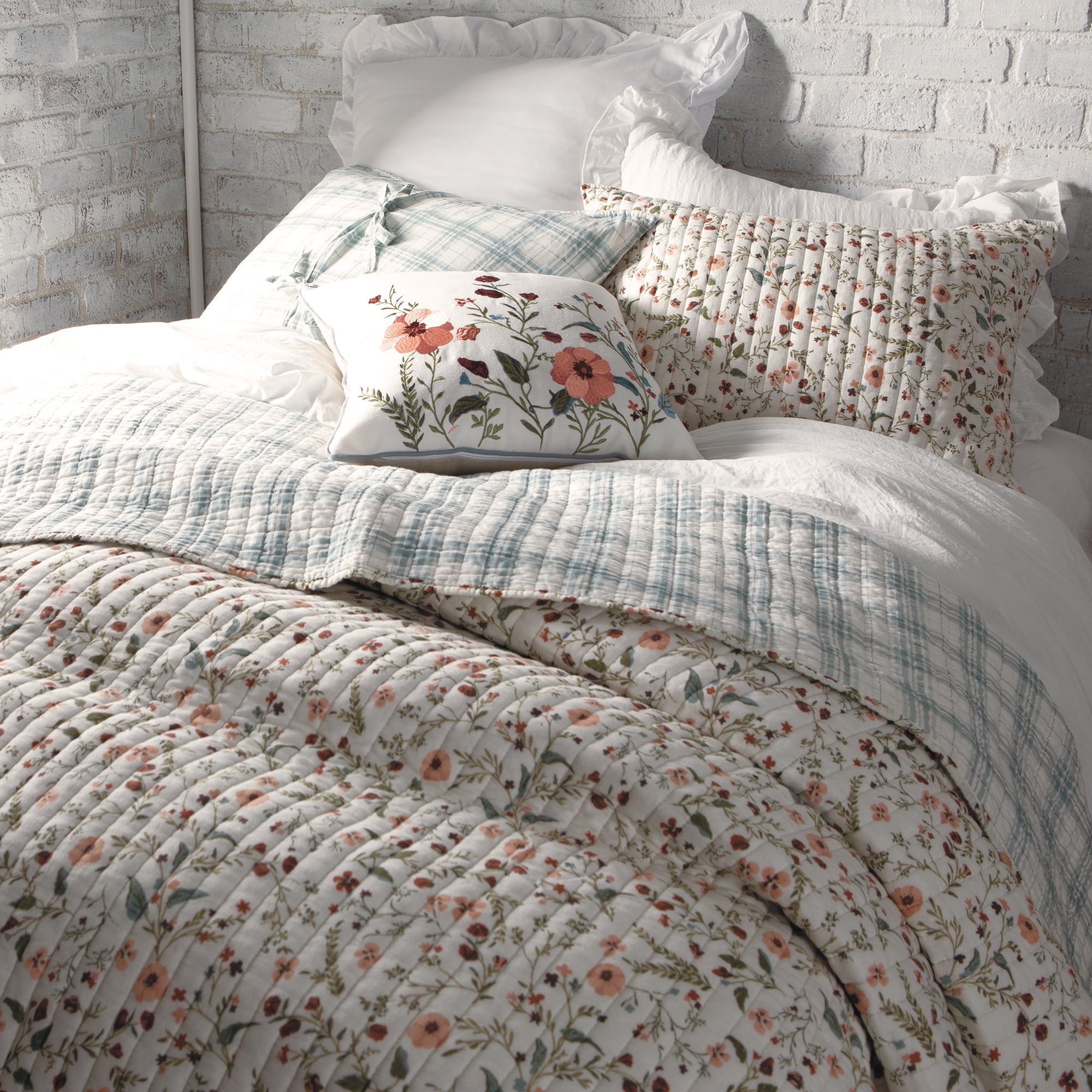 Blush, Blue, Coral, Burgundy and green Wildflowers and Blue and Cream ...