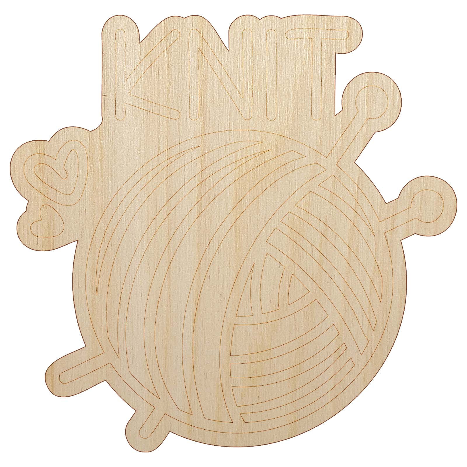 Ball Of Yarn Knit Knitting Wood Shape Unfinished Piece Cutout Craft DIY ...